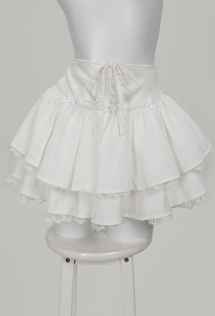 White Layered Skirt - Women Skirt Outfit | White Cotton Skirt In Stock