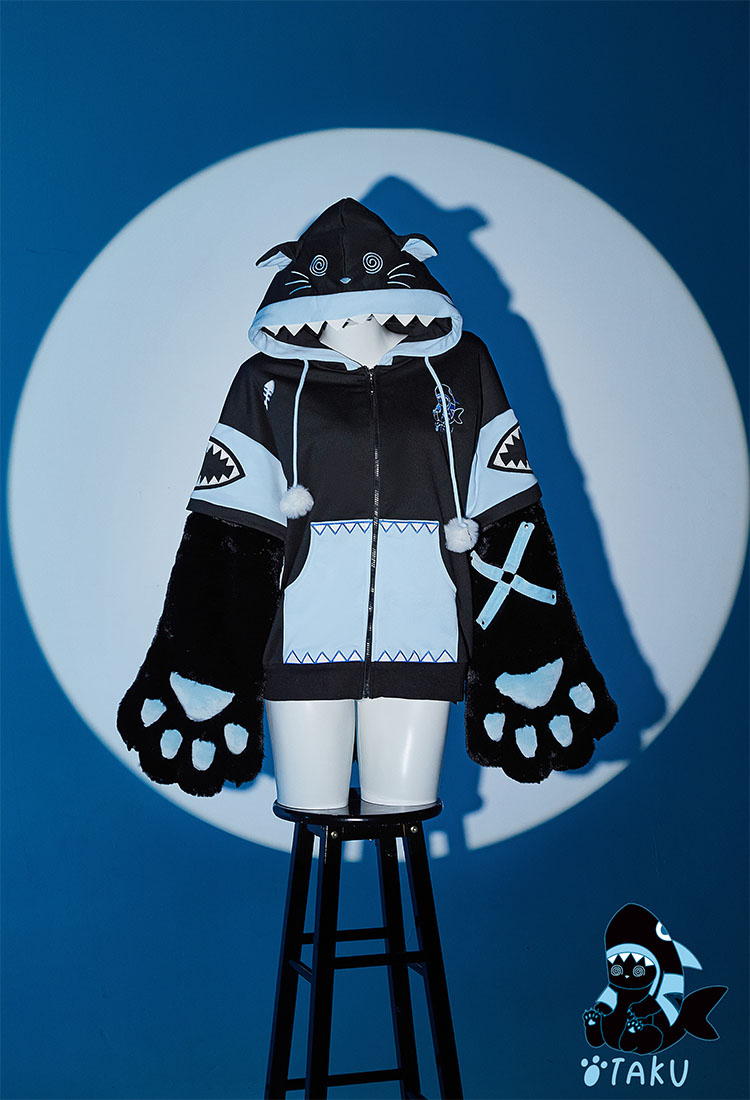 Micotaku Dizzy Shark-Kitten Design Paw Hoodie – Daily Wear Outfits ...