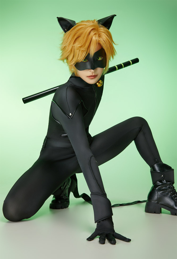 Officially Licensed Miraculous Cat Noir Polyester Jumpsuit Costume