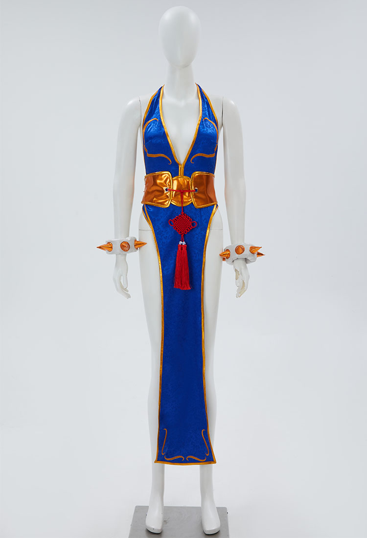 Street Fighter Classic Chun-Li Blue Side-slit Long Qipao Costume ...